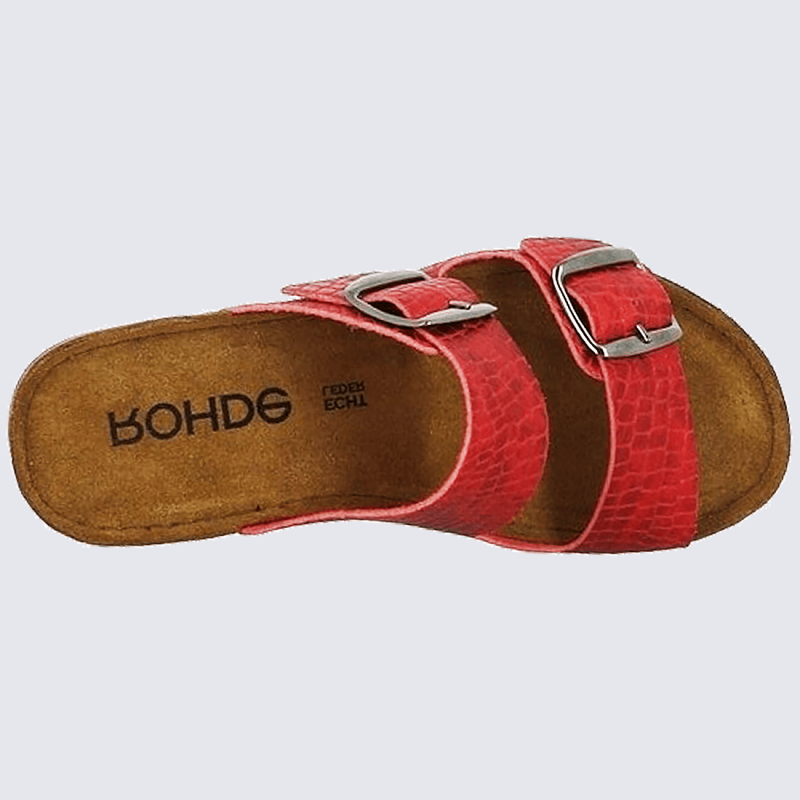 Mules Rohde, mules à talons compensés femme rouge | Igert Chaussures ...