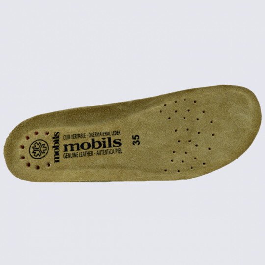 Semelle amovible Mobils, semelle amovible à velcro femme en cuir beige ...