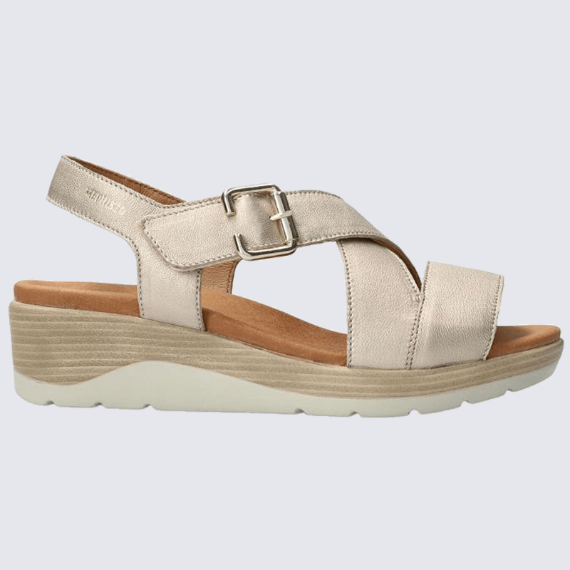 Sandales Mephisto, sandales à talon compensé femme en cuir métallisé I ...